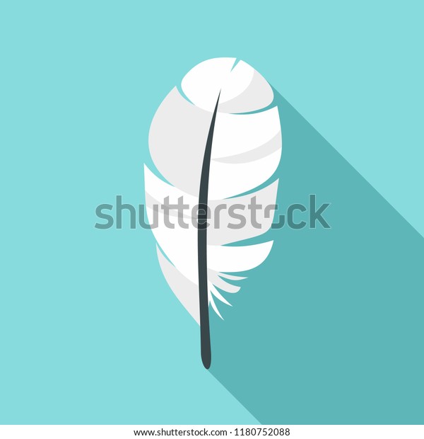 White Feather Icon Flat Illustration White Stock Vector (Royalty Free ...