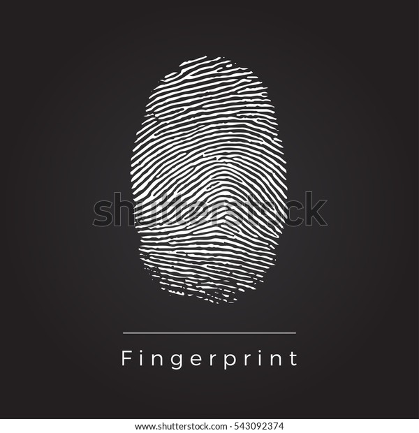 White Fingerprint Identification Symbol On Black Stock Vector (Royalty ...