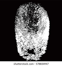 White Fingerprint Shape On Black Background Stock Vector (Royalty Free ...