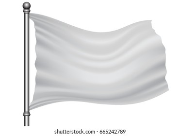 White Flag Wave On Isolated Background Stock Vector (Royalty Free ...