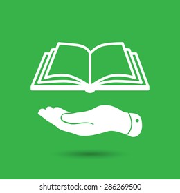 Flat Hand Giving Book Icon Vector Stock Vector (Royalty Free) 634009415