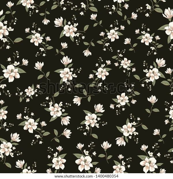 White Flower Seamless Pattern Floral Stock Vector (Royalty Free ...