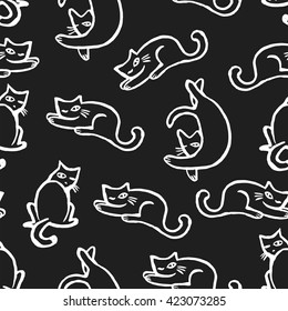 White Funny Cats Pattern Stock Vector (Royalty Free) 423073285 ...