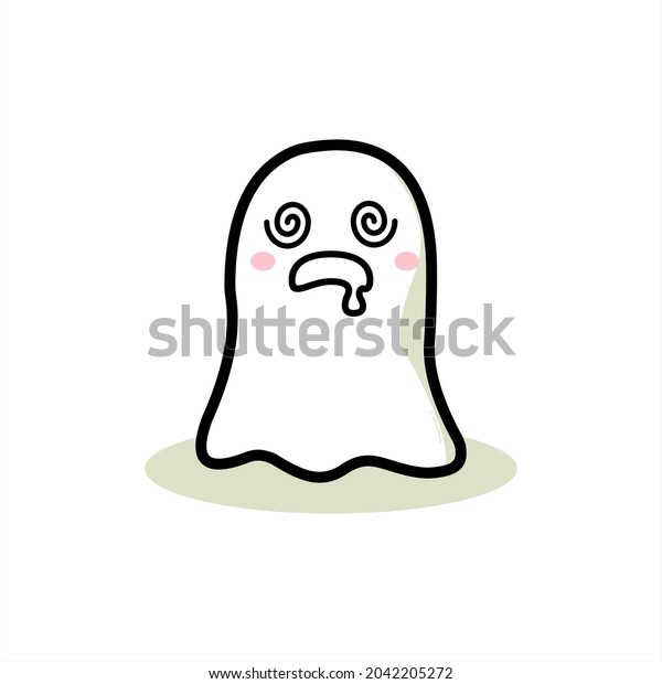 White Ghost Halloween Cartoon Cute Dizzy Stock Vector (Royalty Free ...