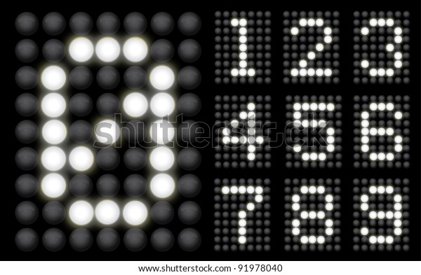 White Glowing Led Display Collection Numbers Stock Vector (Royalty Free ...