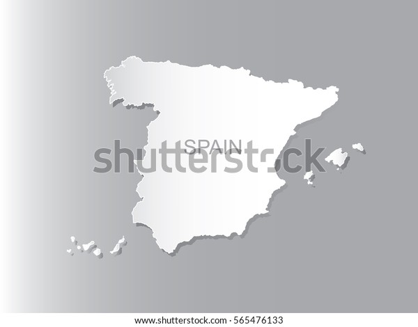 White Gradient Map Spain On Gray Stock Vector (Royalty Free) 565476133 ...