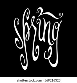 White Hand Drawn Word Spring Isolated Stock Vector (Royalty Free ...