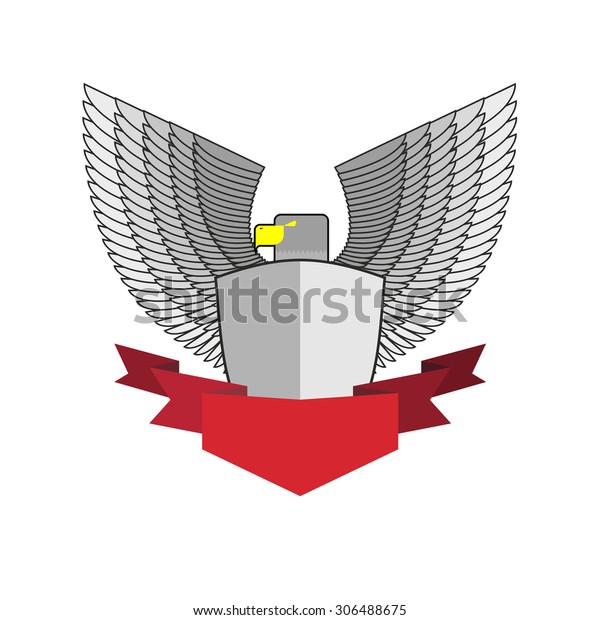 White Hawk Shield Red Ribbon Bird Stock Vector (Royalty Free) 306488675 ...