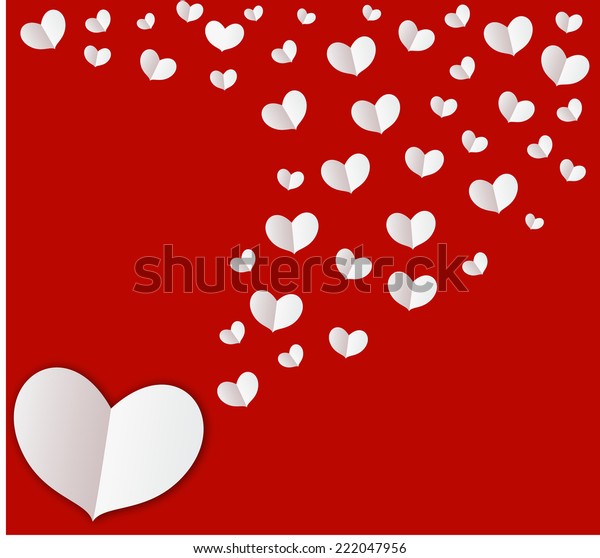 White Heart On Red Screen Background Stock Vector (Royalty Free ...