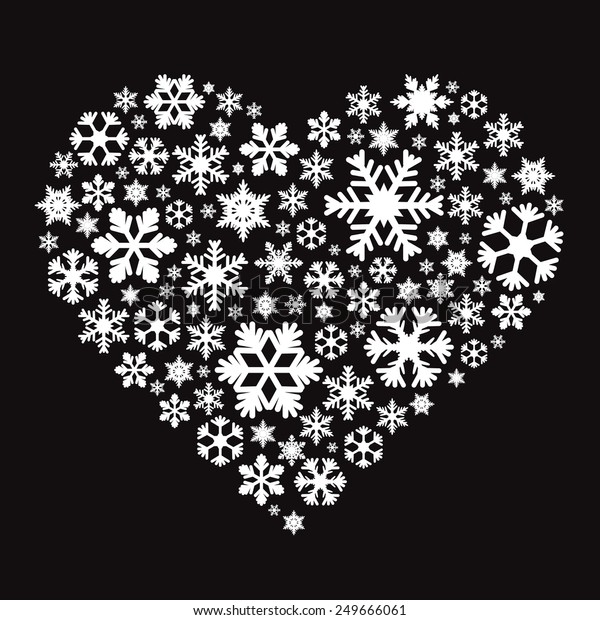 White Heart Snowflakes Stock Vector (Royalty Free) 249666061