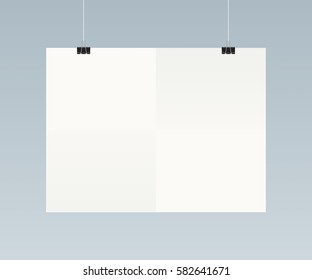 White Horizontal Poster Template Hanging On Stock Vector (Royalty Free ...