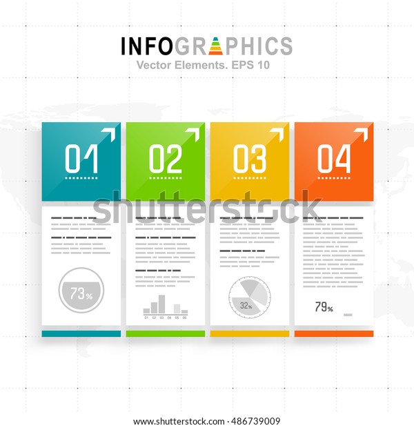 White Infographics Set Blue Green Orange Stock Vector (Royalty Free ...