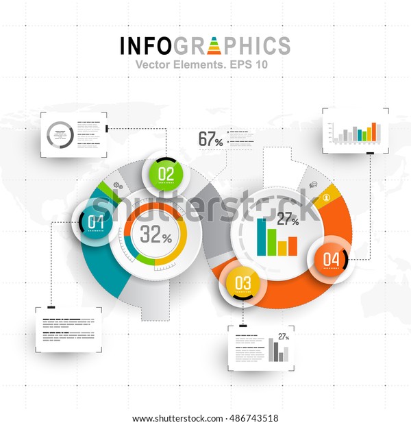 White Infographics Set Blue Green Orange Stock Vector (Royalty Free ...