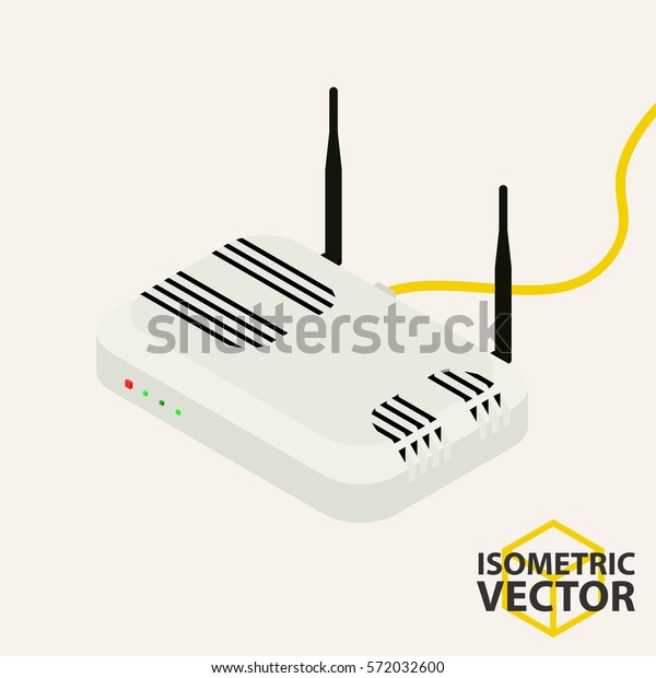 White Isometric Router Yellow Internet Cable Stock Vector (Royalty Free ...