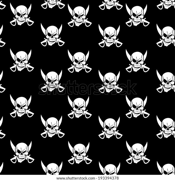 White Jolly Roger Black Seamless Background Stock Vector (Royalty Free ...