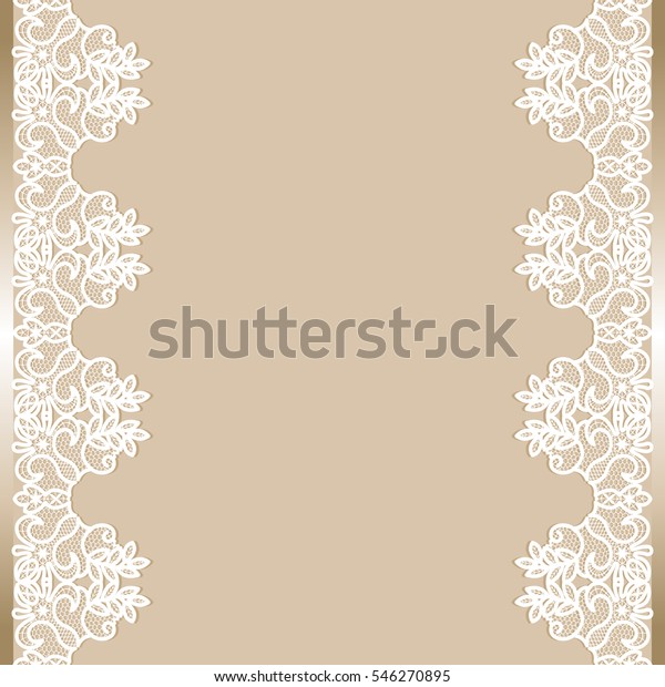 White Lace Borders On Beige Background Stock Vector (Royalty Free ...