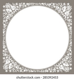 White Lace Circle Frame Gray Background Stock Vector (Royalty Free ...