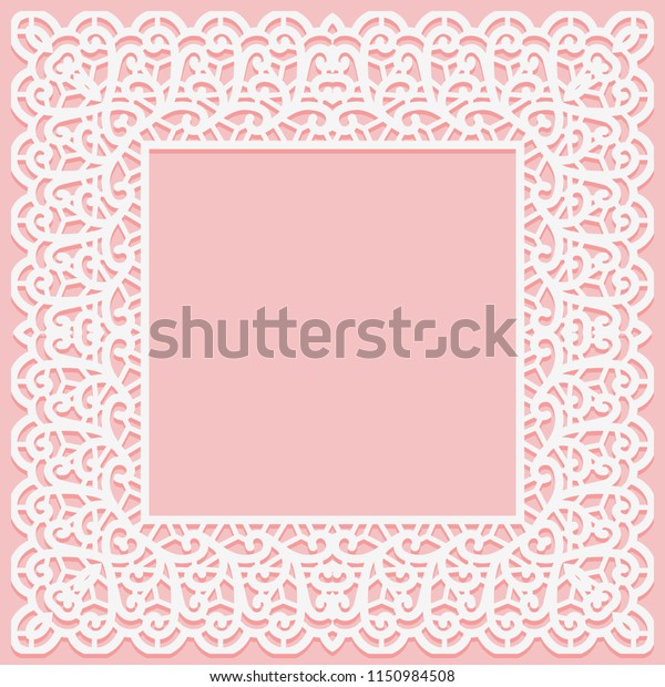 White Lace Square Frame On Pink Stock Vector (Royalty Free) 1150984508 ...