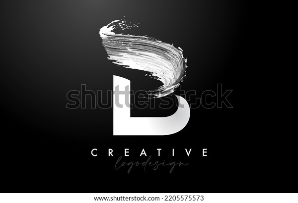 White Letter B Logo Brush Stroke Stock Vector (Royalty Free) 2205575573 ...