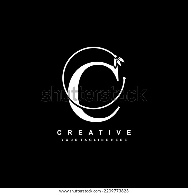 White Letter C Logo Template Floral Stock Vector (Royalty Free ...