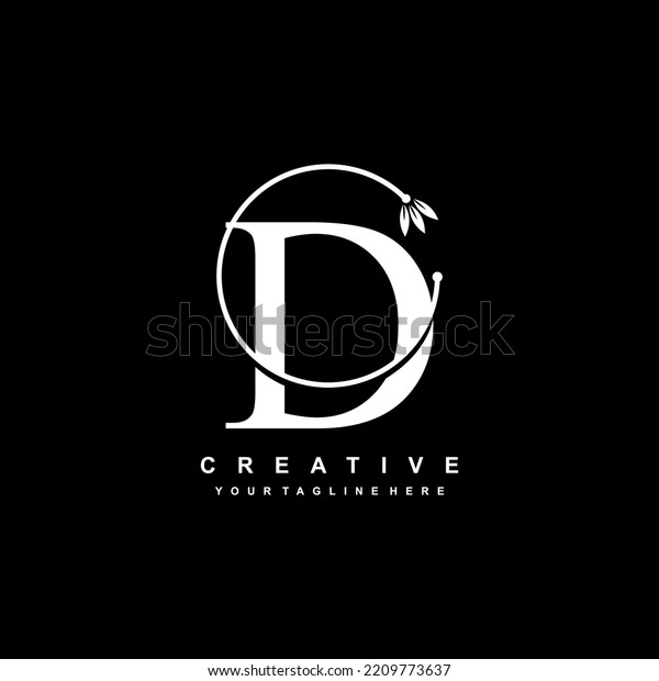 White Letter D Logo Template Floral Stock Vector (Royalty Free ...