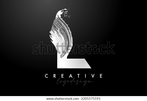 White Letter L Logo Brush Stroke Stock Vector (Royalty Free) 2205575591 ...