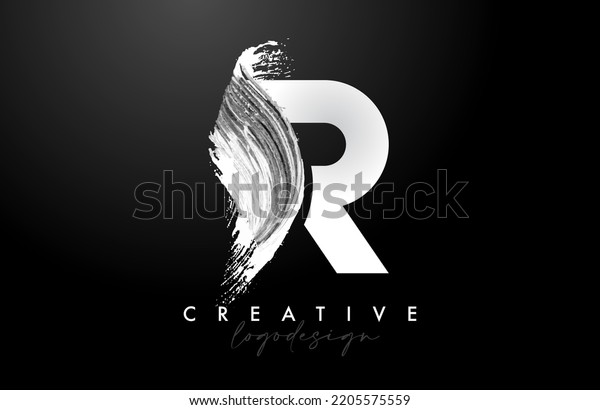 White Letter R Logo Brush Stroke Stock Vector (Royalty Free) 2205575559 ...