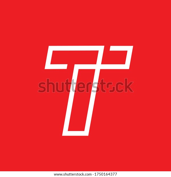 Vektor Stok White Letter T Logo Red Background (Tanpa Royalti ...