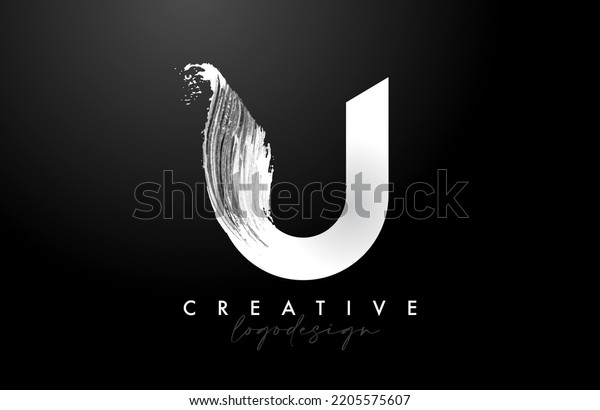 White Letter U Logo Brush Stroke Stock Vector (Royalty Free) 2205575607 ...