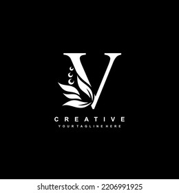 White Letter V Logo Design Flourish Stock Vector (Royalty Free ...