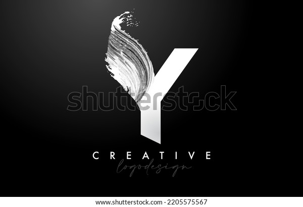 White Letter Y Logo Brush Stroke Stock Vector (Royalty Free) 2205575567 ...