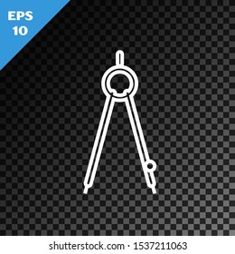 White Line Drawing Compass Icon Isolated Stock Vector (Royalty Free ...