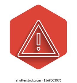 White Line Exclamation Mark Triangle Icon Stock Vector (Royalty Free ...