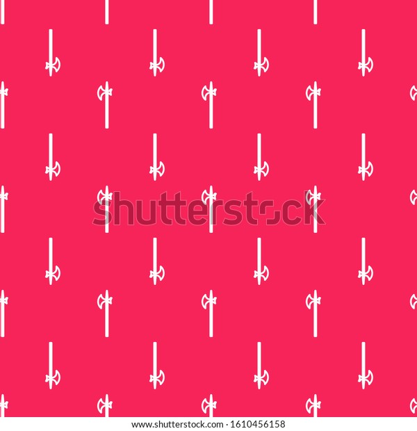 White Line Medieval Halberd Icon Isolated Stock Vector (Royalty Free ...