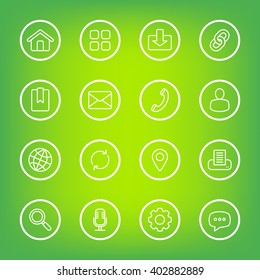 White Line Web Icon Set Circle Stock Vector (Royalty Free) 402882889 ...