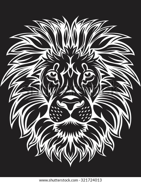 White Lion Head On Black Background Stock Vector (Royalty Free) 321724013