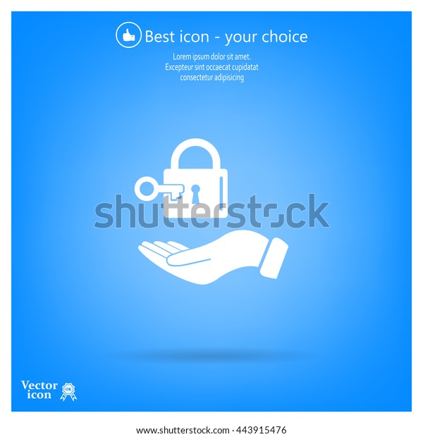 White Lock Icon Flat Hands Stock Vector (Royalty Free) 443915476 ...