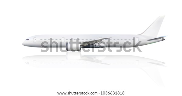 White Long Commercial Airplane Side View Stock Vector (Royalty Free ...