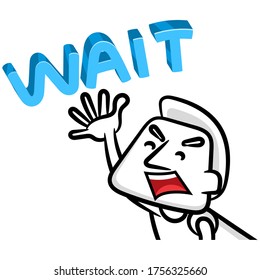 White Man Cartoon Say Wait Vector Stock Vector (Royalty Free ...