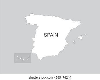 White Map Spain On Gray Background Stock Vector (Royalty Free) 565476244