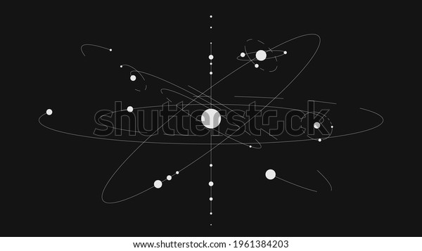 White Minimalistic Solar System Lines On Stock Vector (Royalty Free ...