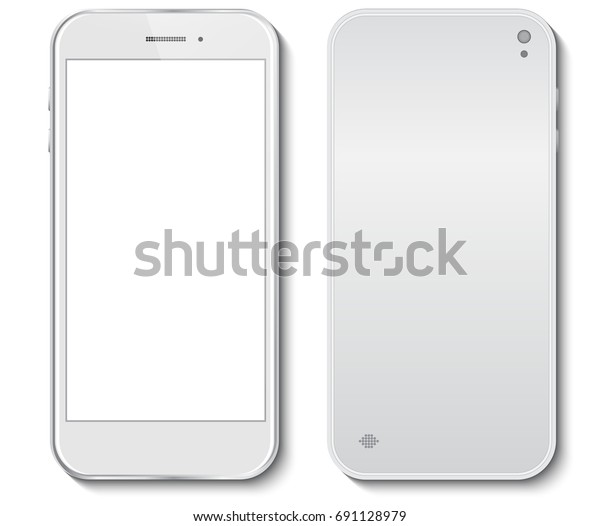White Mobile Phone Front Back Side Stock Vector (Royalty Free ...
