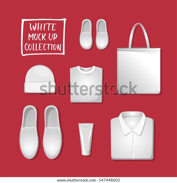 White Mock Collection Set Clothes Bag Stock Vector (Royalty Free ...