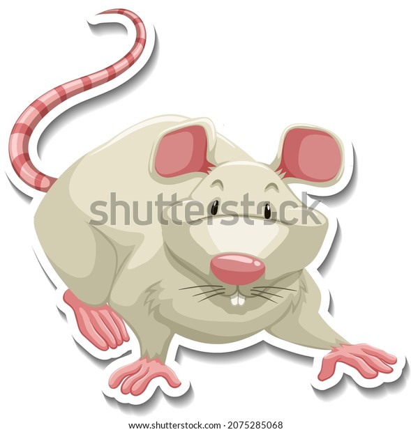 White Mouse Cartoon Character Sticker Illustration Stock Vector ...