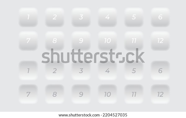White Neomorphic Buttons Numbers 1 12 Stock Vector (Royalty Free ...