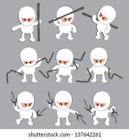 White Ninja Warrior Cartoon Stock Vector (Royalty Free) 137642261