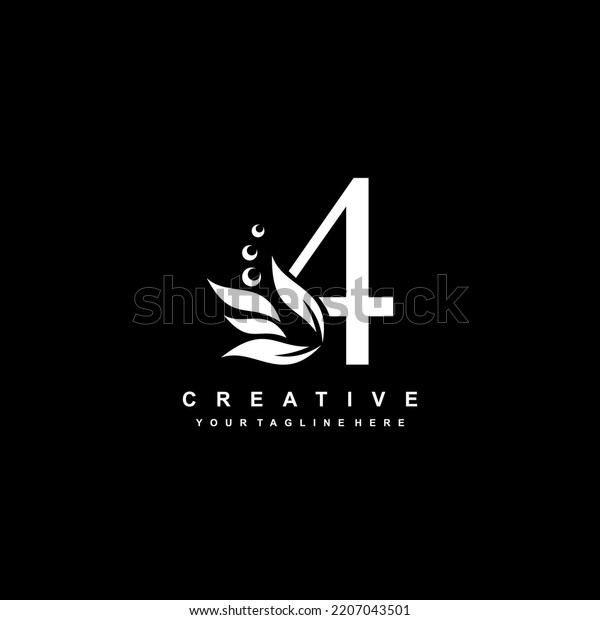 White Number 4 Logo Design Flourish Stock Vector (Royalty Free ...