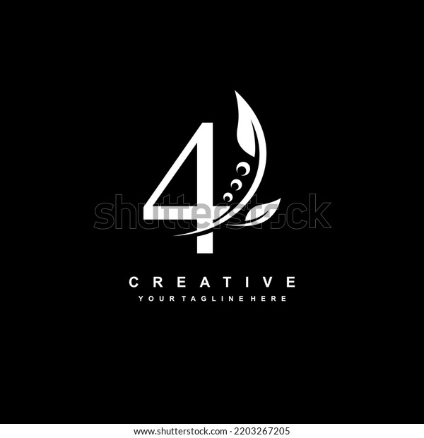 White Number 4 Logo Luxury Gold Stock Vector (Royalty Free) 2203267205 ...