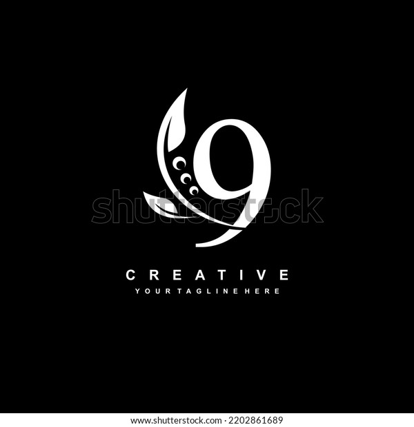 White Number 9 Logo Luxury Gold Stock Vector (Royalty Free) 2202861689 ...