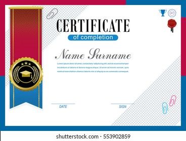 White Official Certificate Red Blue Ribbon Stock Vector (Royalty Free ...